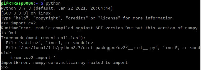 cv2 import時にRuntimeError
